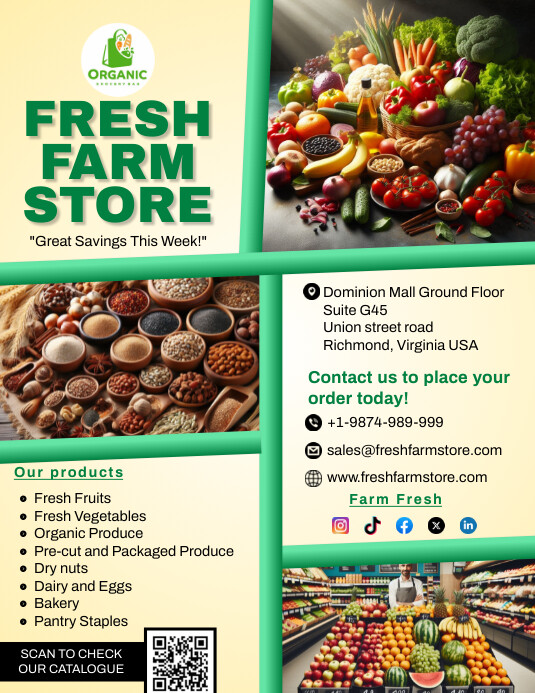 Copy of Yellow Maximalist Grocery Farm Produce Store | PosterMyWall