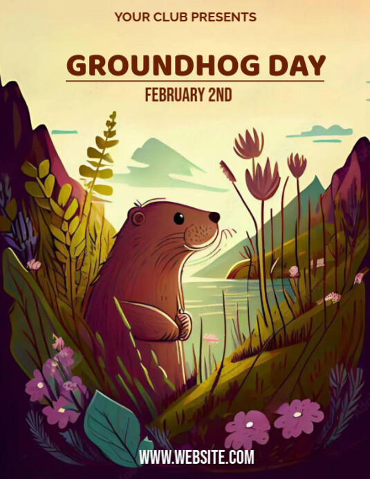 Copy of Yellow Maximalist Groundhog Day Flyer (us Letter) | PosterMyWall