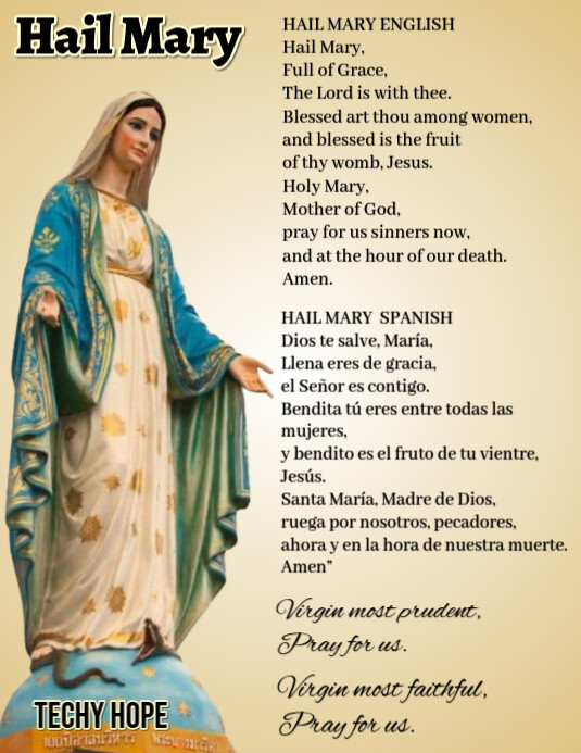Copy of Yellow Maximalist Hail Mary Prayer In English And Spanish Flyer ...