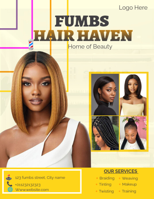 Copy of Yellow Maximalist Hair Flyer (us Letter) | PosterMyWall