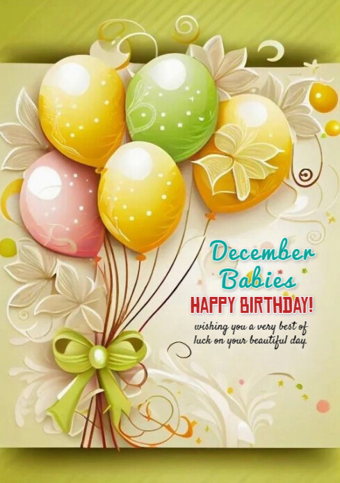 Copy of Yellow Maximalist Happy Birthday December A4 | PosterMyWall