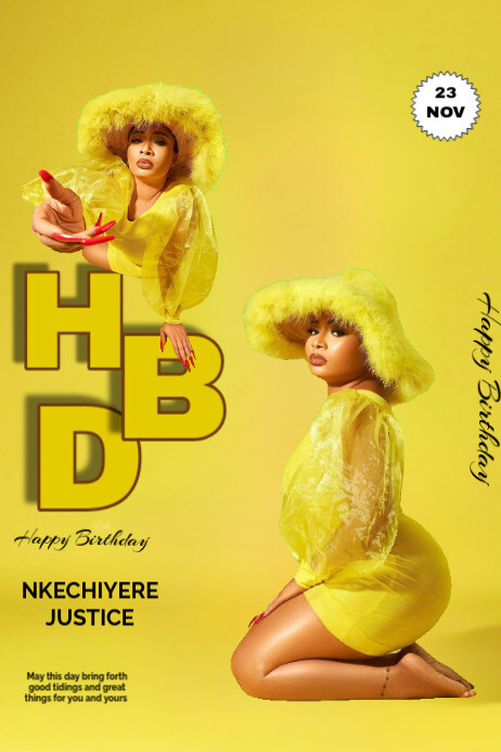 Modèle Yellow Maximalist Happy Birthday Graphics Templates Poster ...