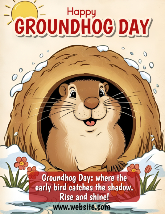Yellow Maximalist Happy Groundhog Day Flyer (us Letter) Template ...