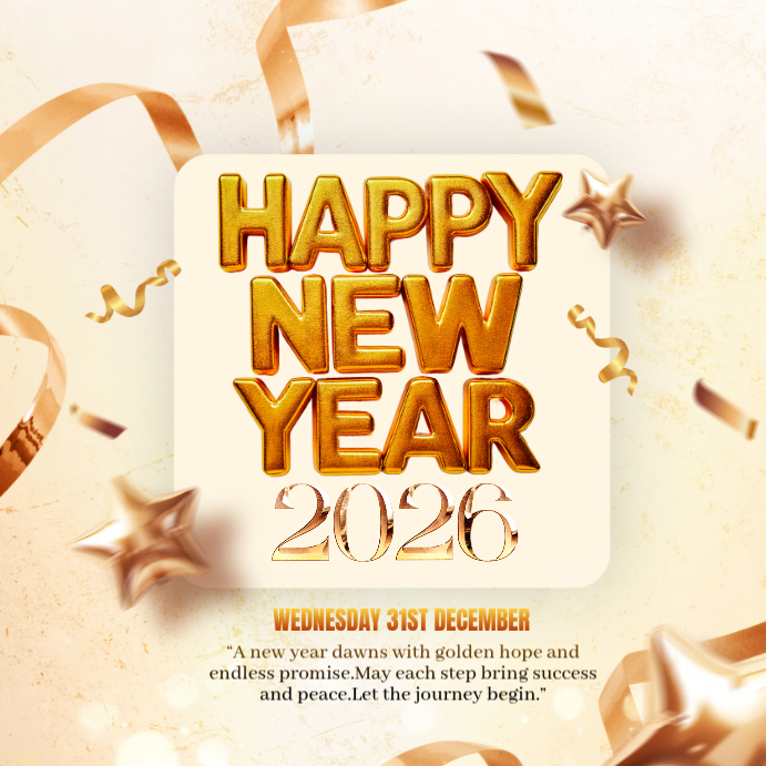 Yellow Maximalist Happy New Year Wish Card Instagram Post Template ...