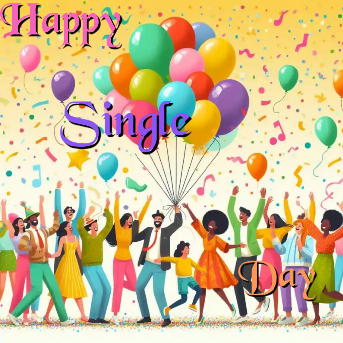Yellow Maximalist Happy Single Day Instagram Post Template | PosterMyWall