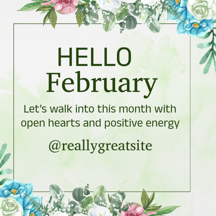 Yellow Maximalist Hello February Instagram Post Template | PosterMyWall