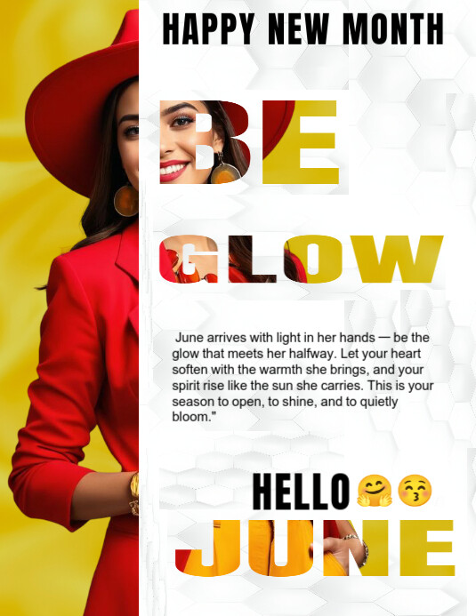 Yellow Maximalist Hello June Flyer (us Letter) Template | PosterMyWall