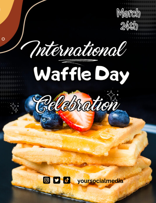Yellow Maximalist International Waffle Day Celebration Poster Flyer (us ...