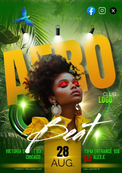 Yellow Maximalist Jungle Green And Yellow Afr Template | PosterMyWall