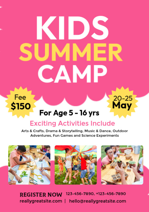 Copy of Yellow Maximalist Kids Summer Camp Flyer A4 | PosterMyWall