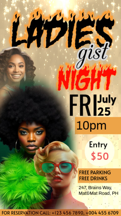 Yellow Maximalist Ladies Gist Night Instagram Story Template | PosterMyWall