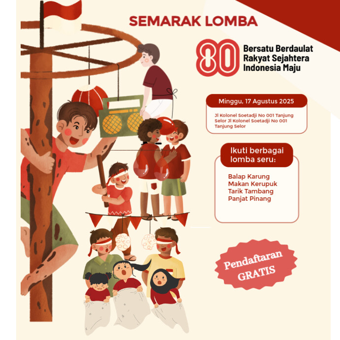 Yellow Maximalist Lomba 17 Agustus Instagram Post Template | PosterMyWall