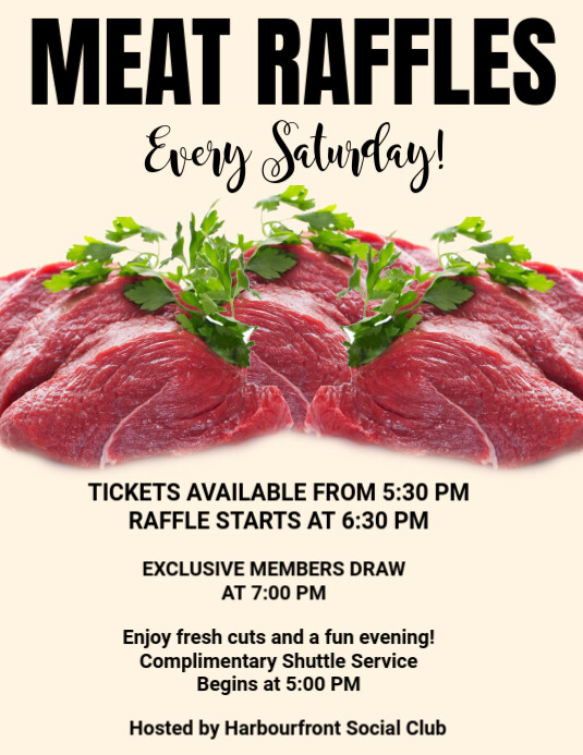Yellow Maximalist Meat Raffle Flyer Flyer (us Letter) Template ...