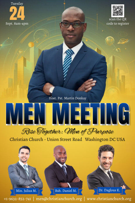 Yellow Maximalist Men Meeting Event Ad Poster | PosterMyWall