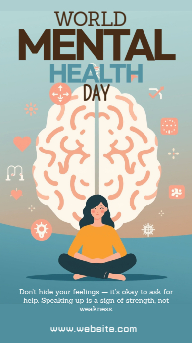 Yellow Maximalist Mental Health Day Facebook Story Template | PosterMyWall