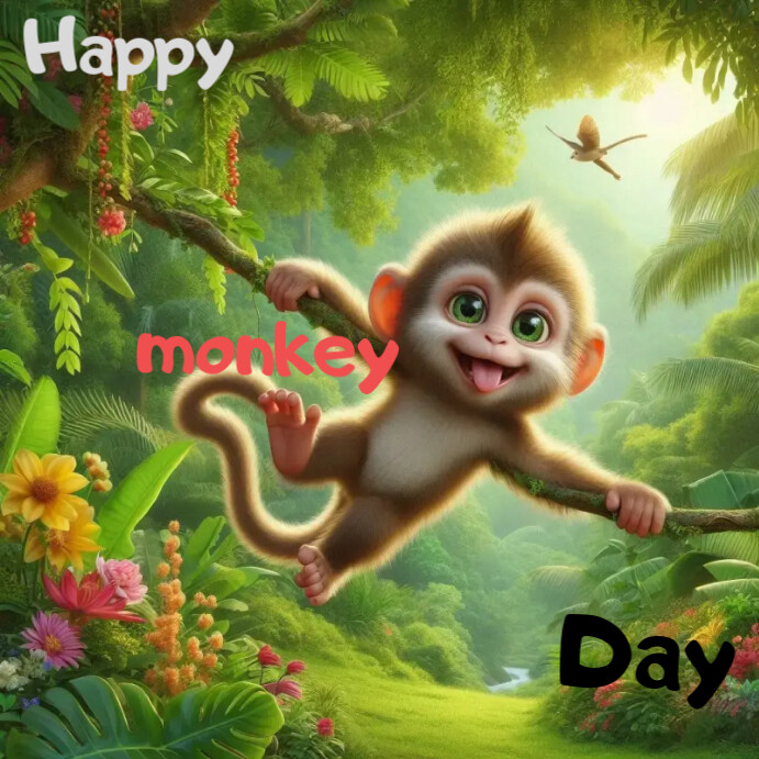 Plantilla de Yellow Maximalist Monkey Day Instagram Post | PosterMyWall