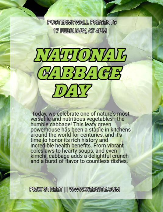 Plantilla de Yellow Maximalist National Cabbage Day Flyer (us Letter ...