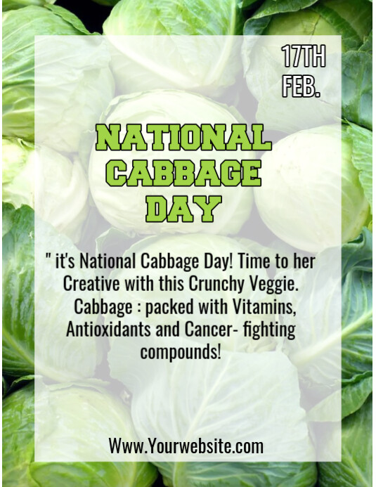 Yellow Maximalist National Cabbage Day Flyer (us Letter) Template ...