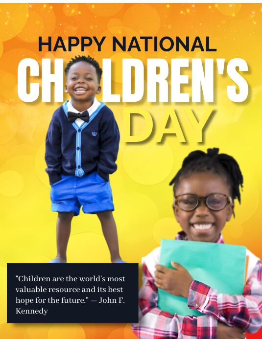 Yellow Maximalist National Children's Day Fly Template | PosterMyWall