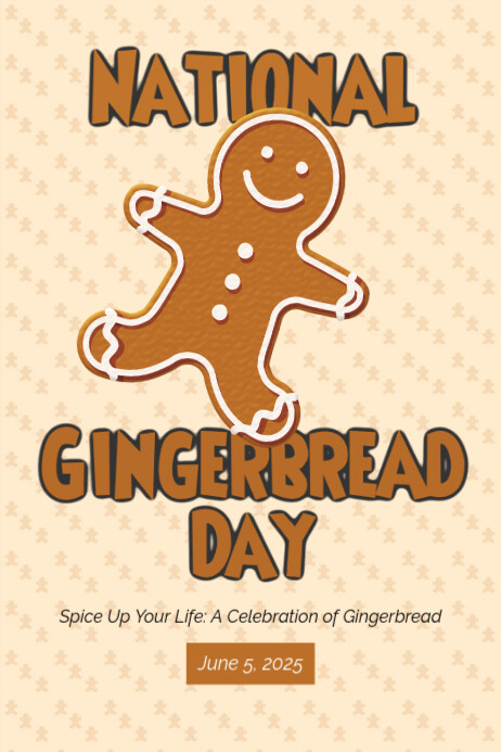 Yellow Maximalist National Gingerbread Day Poster Template | PosterMyWall
