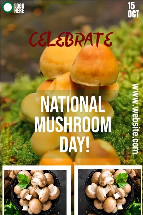 Copy of Yellow Maximalist National Mushroom Day Poster | PosterMyWall