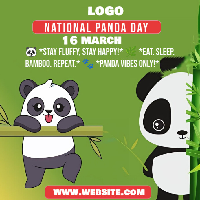 Yellow Maximalist National Panda Day Instagram Post Template | PosterMyWall
