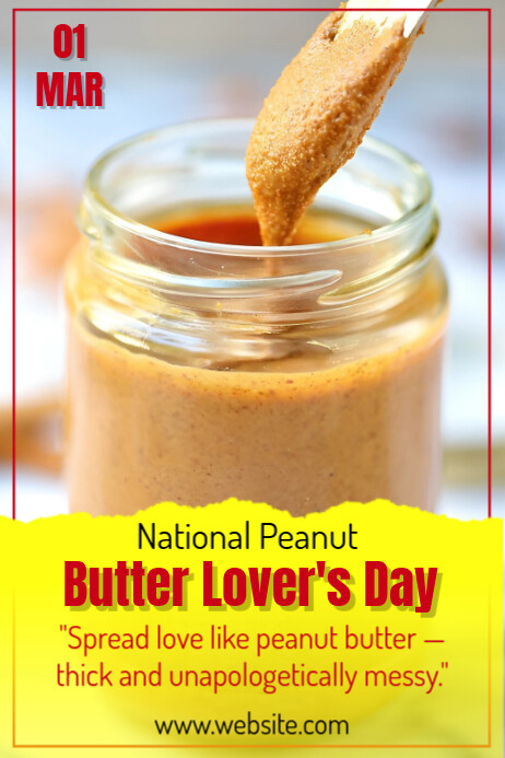 Yellow Maximalist National Peanut Butter Lovers Day Poster Template ...