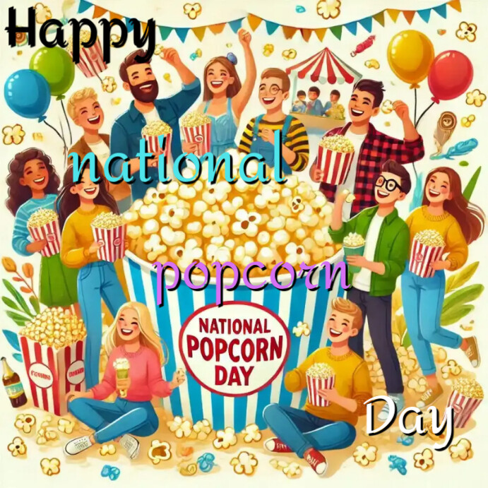 Yellow Maximalist National Popcorn Instagram Post Template | PosterMyWall