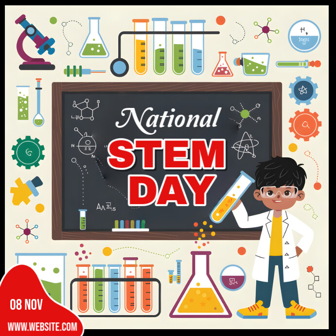 Yellow Maximalist National Stem Day Post Instagram Post Template ...