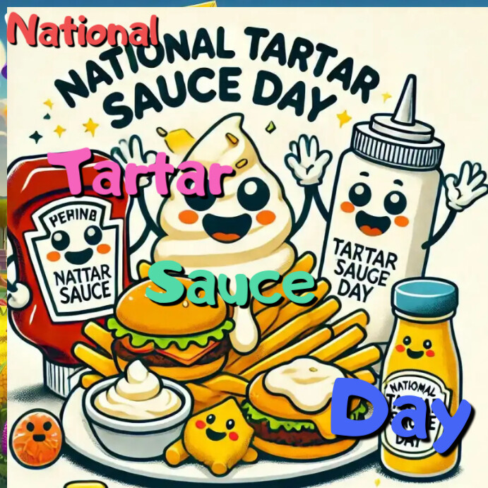 Yellow Maximalist National Tartar Sauce Day Instagram Post Template ...
