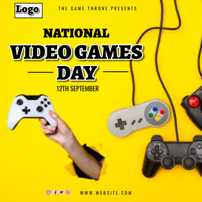 Yellow Maximalist National Video Games Day In Template | PosterMyWall
