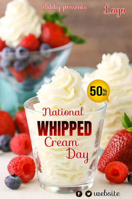Yellow Maximalist National Whipped Cream Day Poster Template | PosterMyWall