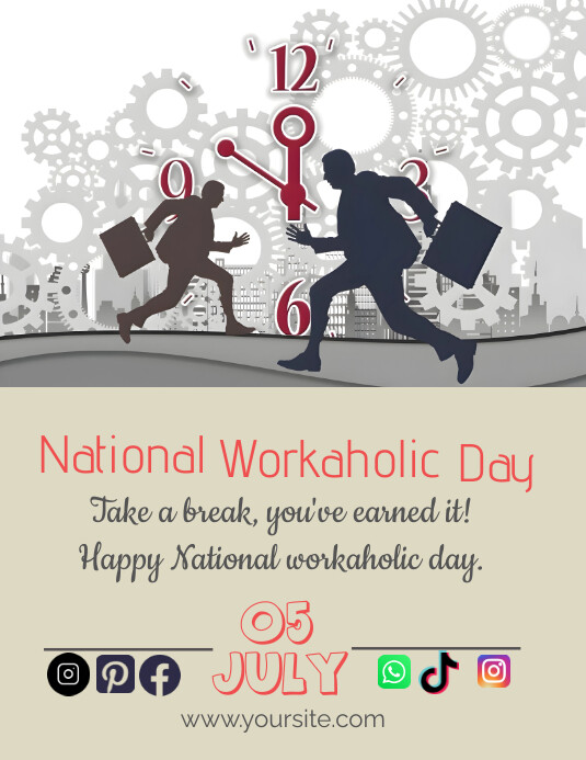 Modèle Yellow Maximalist National Workaholic Day Fl | PosterMyWall