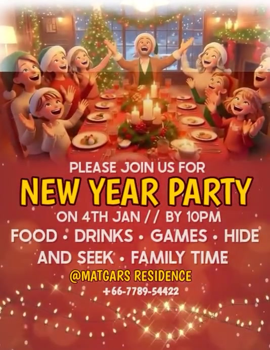 Yellow Maximalist New Year Party Invitation Card Flyer (us Letter ...