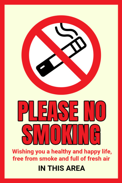 Yellow Maximalist No Smoking Poster Template | PosterMyWall