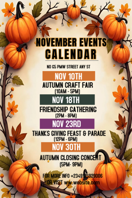 Yellow Maximalist November Calendar Event Poster Template | PosterMyWall