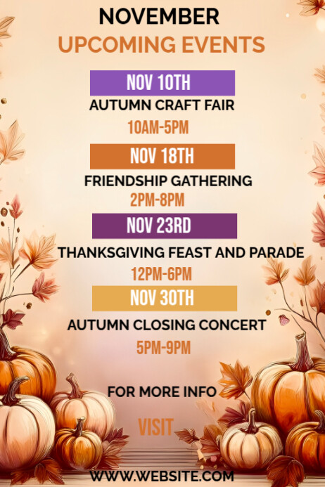 Yellow Maximalist November Upcoming Events Flyer Poster Template ...
