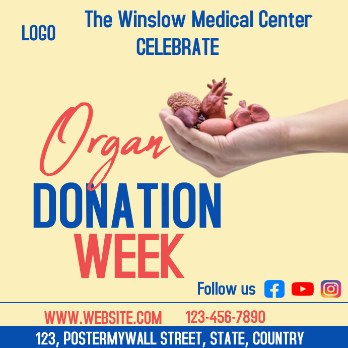 Yellow Maximalist Organ Donation Week Instag Template | PosterMyWall