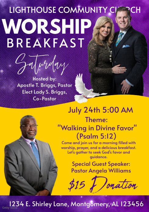 Yellow Maximalist Prayer Breakfast Flyers A4 Template | PosterMyWall