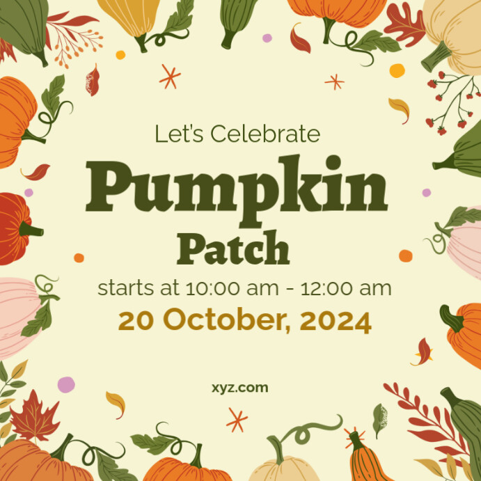 Yellow Maximalist Pumpkin Patch Instagram Post Template | PosterMyWall