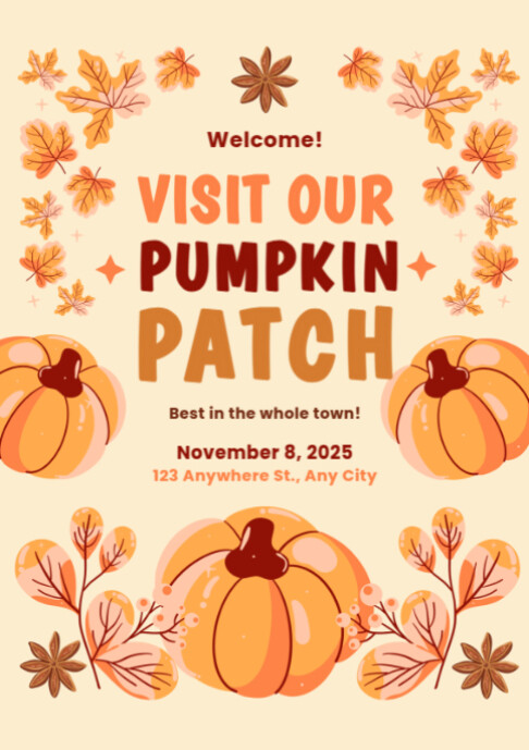 Yellow Maximalist Pumpkin Patch Invitation A2 Template | PosterMyWall