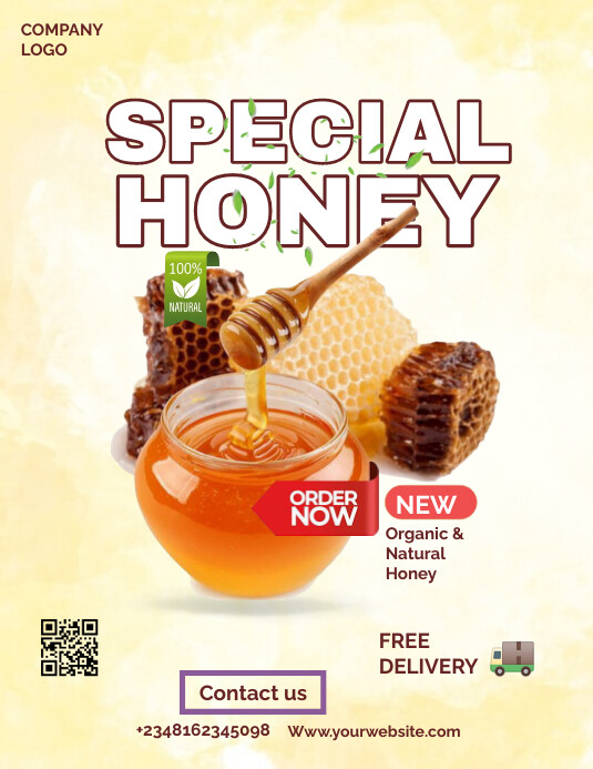 Yellow Maximalist Pure Honey Flyer (us Letter Template | PosterMyWall