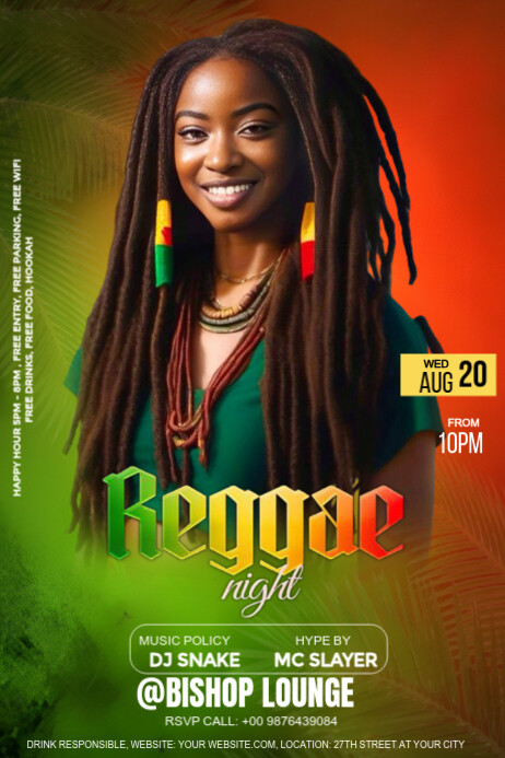 Copy of Yellow Maximalist Raggae Night Party Flyer Poster | PosterMyWall