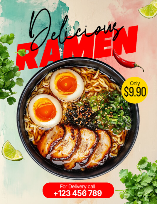 Copy of Yellow Maximalist Ramen Flyer (us Letter) | PosterMyWall