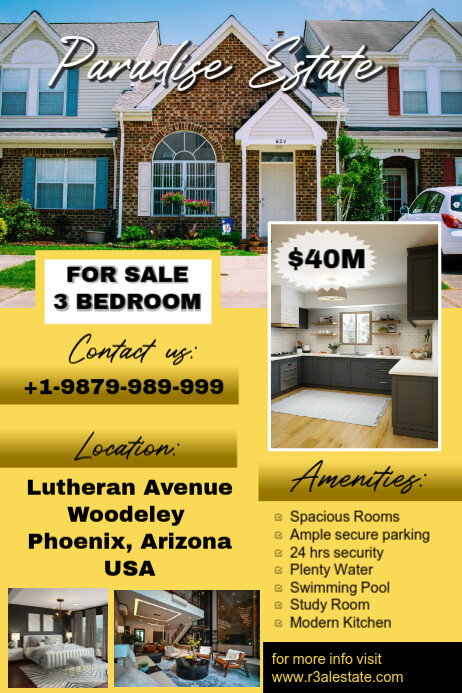 Yellow Maximalist Real Estate Agents Poster Template | PosterMyWall