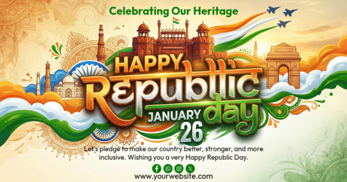 Yellow Maximalist Republic Day Facebook Shared Image Template ...