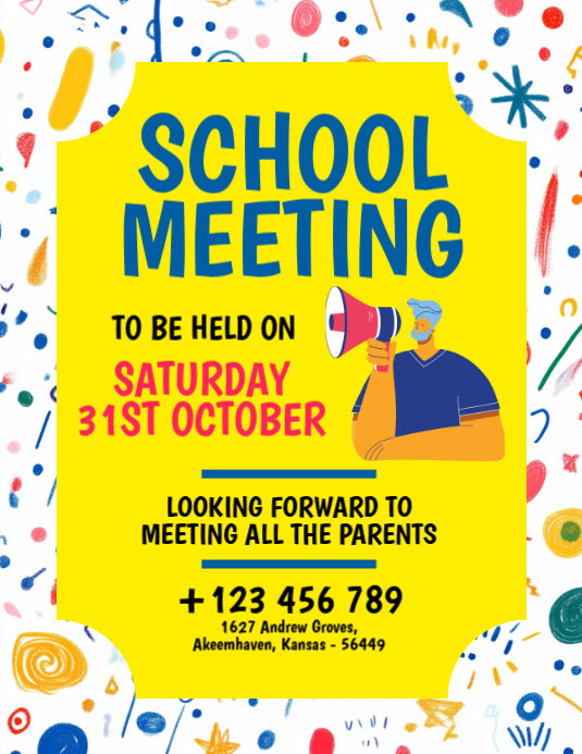 Copy of Yellow Maximalist School Meeting Flyer (us Letter) | PosterMyWall