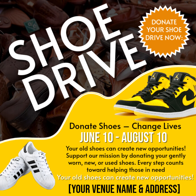 Plantilla de Yellow Maximalist Shoe Drive Flyer Instagram Post ...