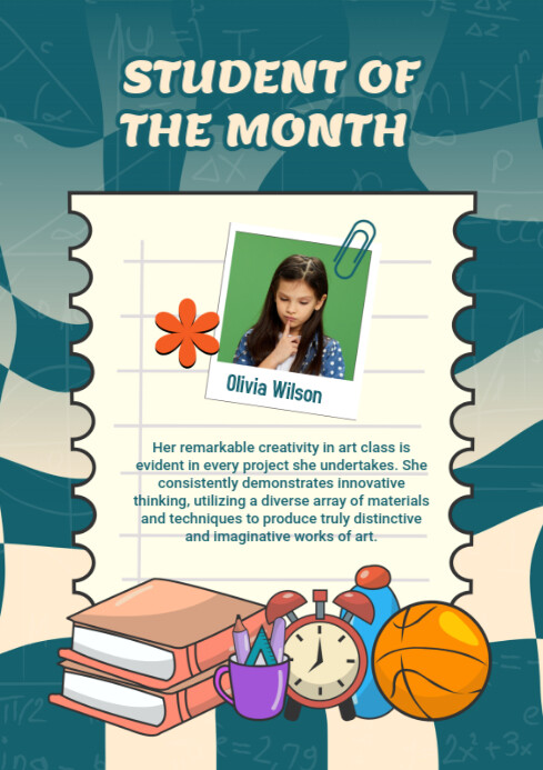 Yellow Maximalist Student Of The Month A2 Template | PosterMyWall