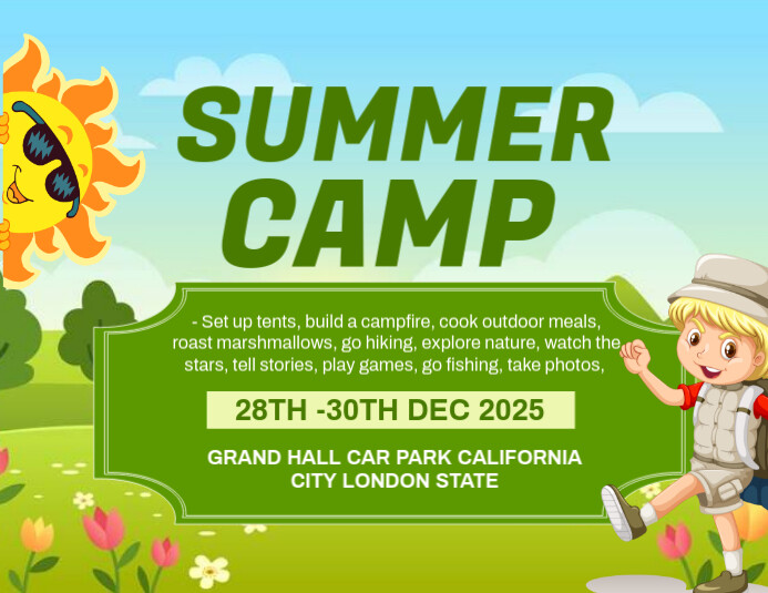 Plantilla de Yellow Maximalist Summer Camp Invitation Template Design ...